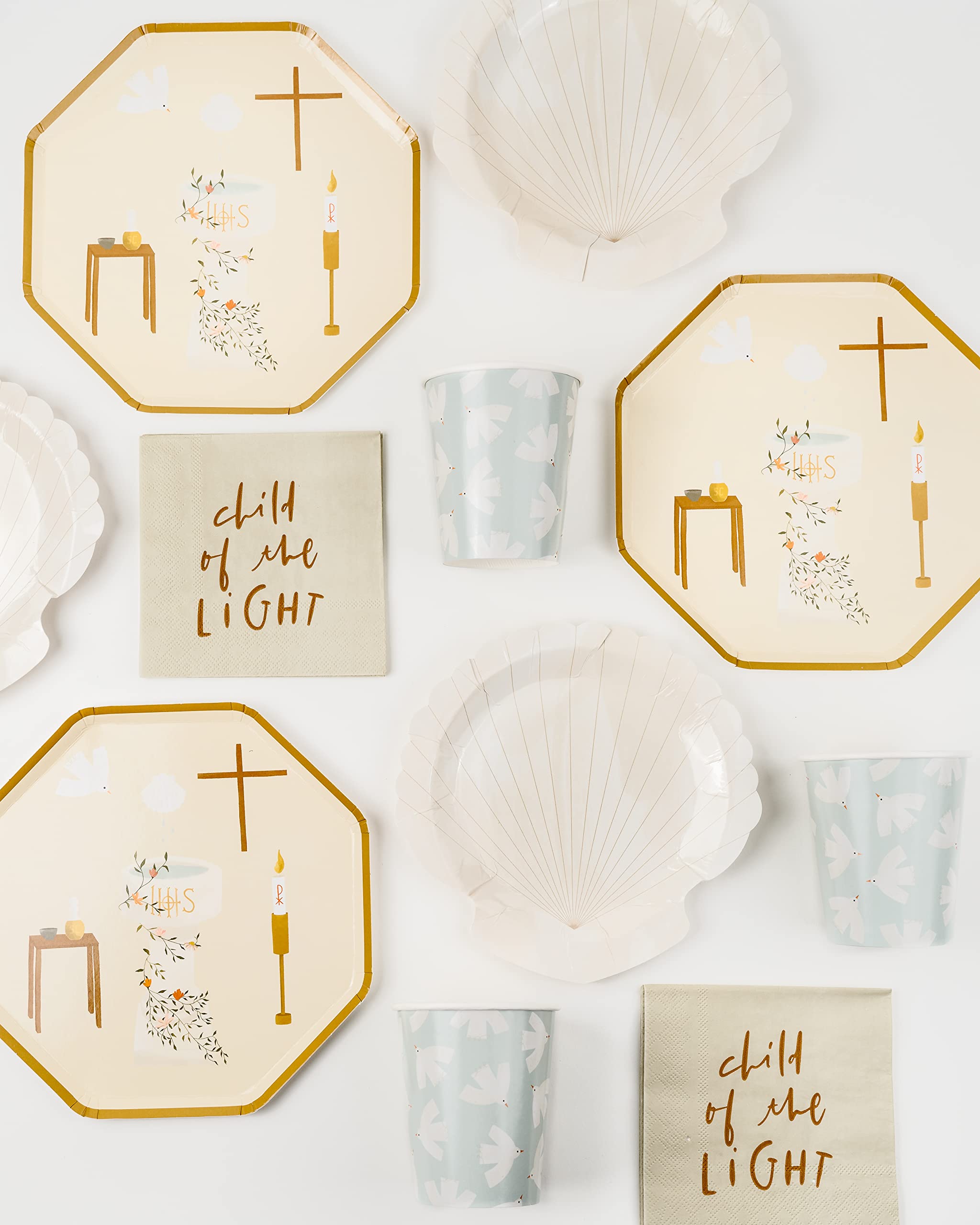 Snapklik.com : Baptism Plates, Disposable Catholic Plates, Scallop ...
