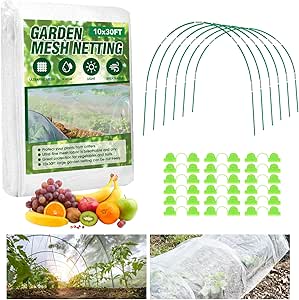 Amazon.com : JCKHXG Garden Netting Kit, 10x30FT Ultra Fine Mesh Netting ＆6 Sets of 8FT ...