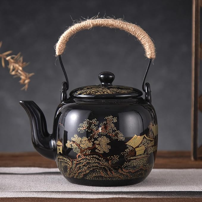 Amazon.com | DUJUST Traditional Japanese Tea Pot, Black Porcelain ...