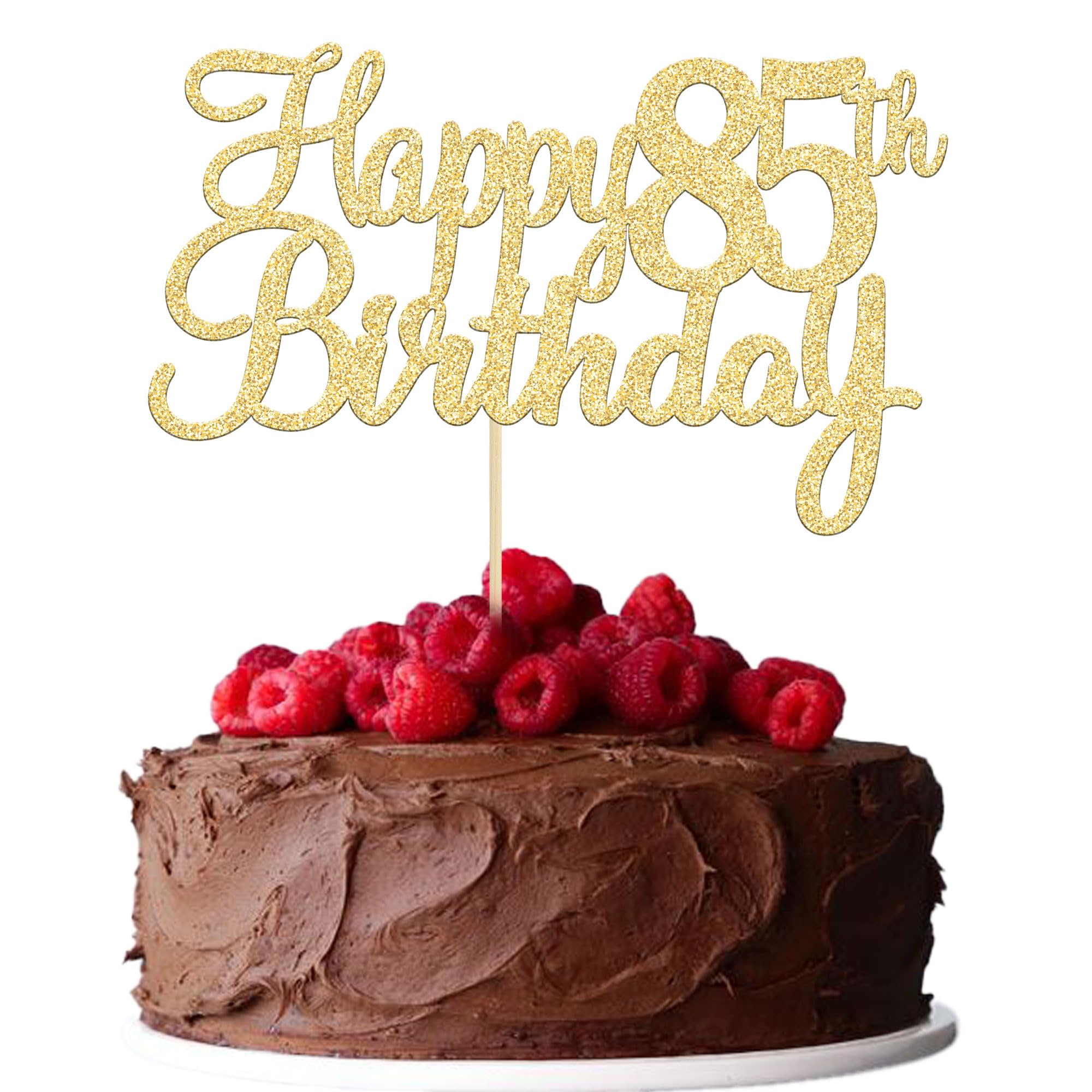 Amazon.com: Gyufise 1Pc Gold Happy 85th Birthday Cake Topper Glitter ...