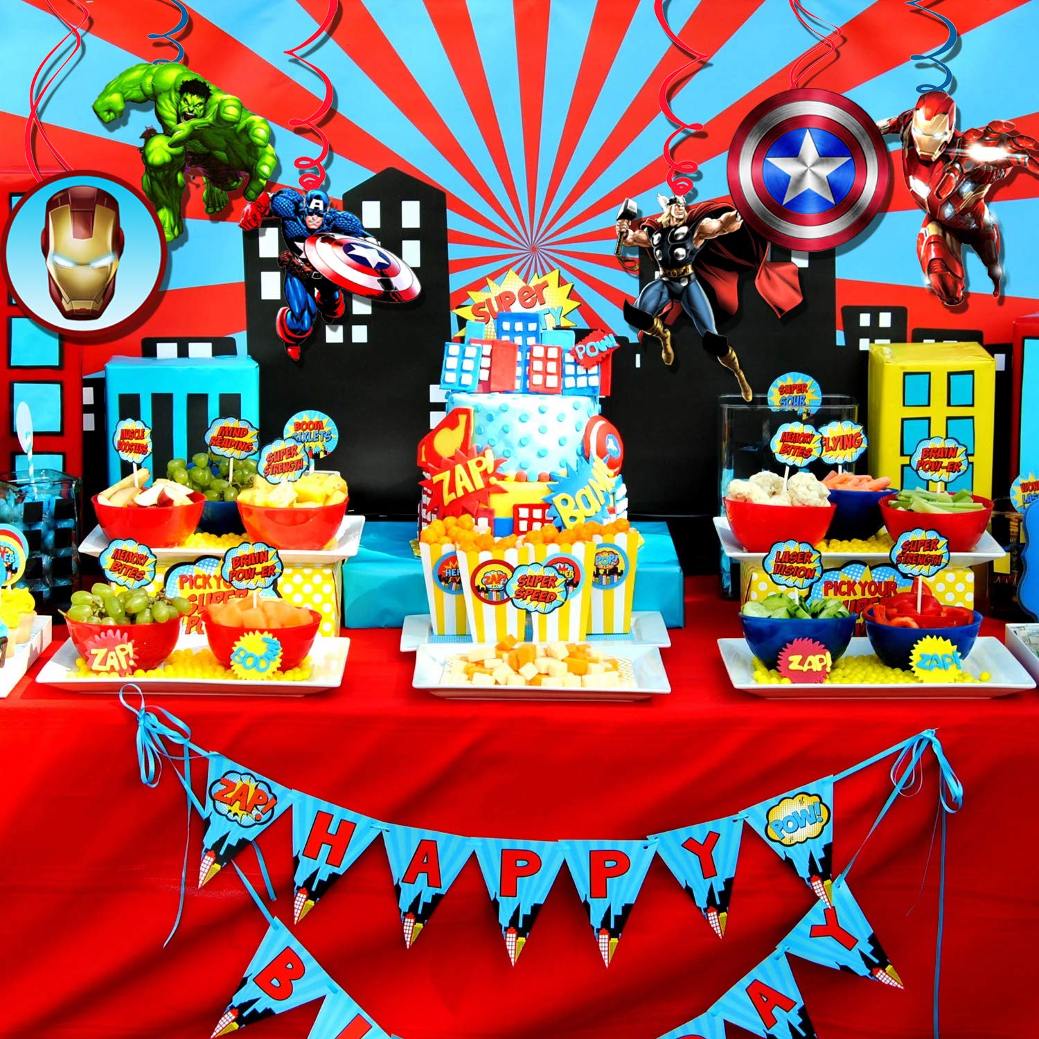 Party Propz Superhero Theme Birthday Decoration For Boys Swirls Hanging ...