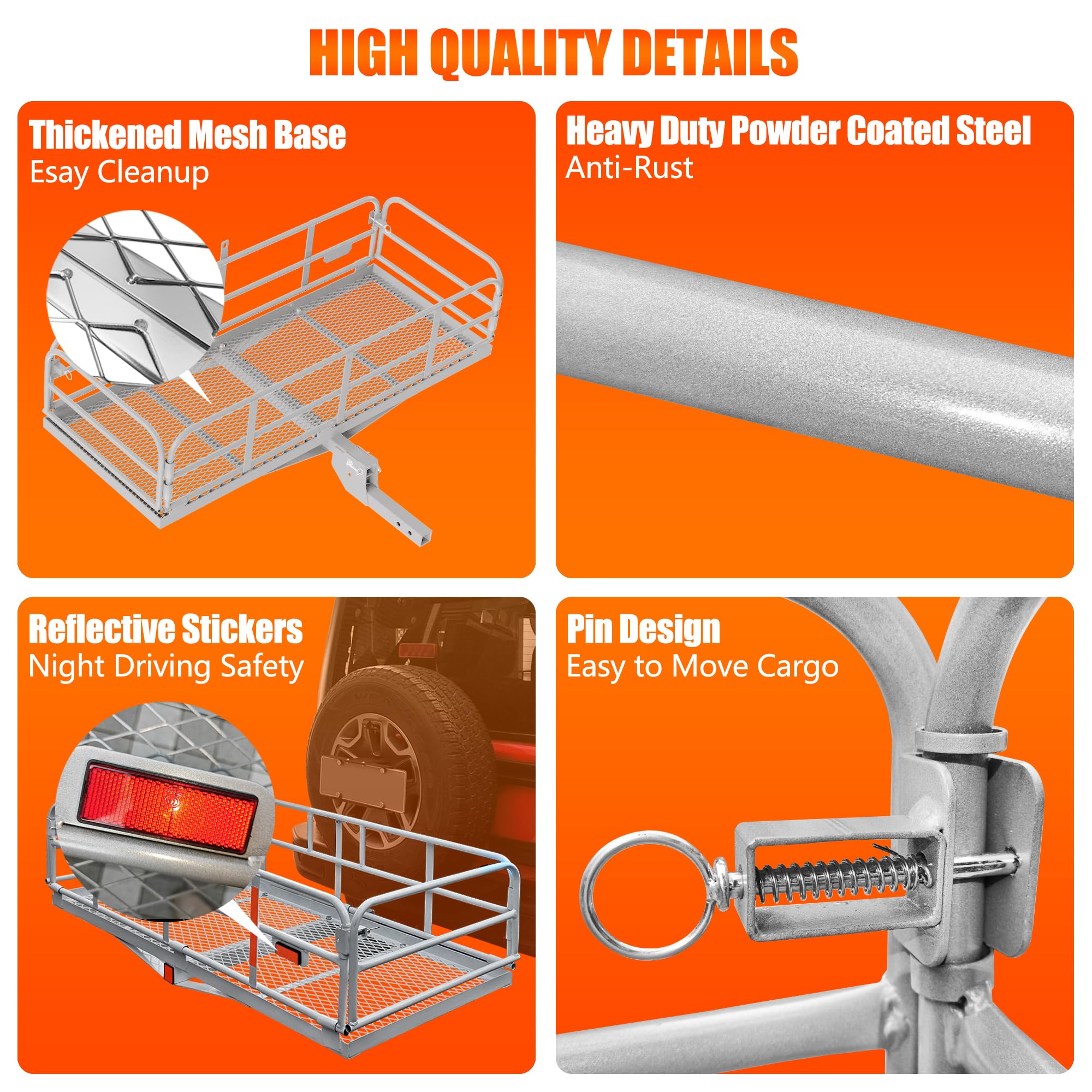 Snapklik.com : 500 Lbs Heavy Duty Hitch Mount Cargo Carrier 60" X 24" X ...