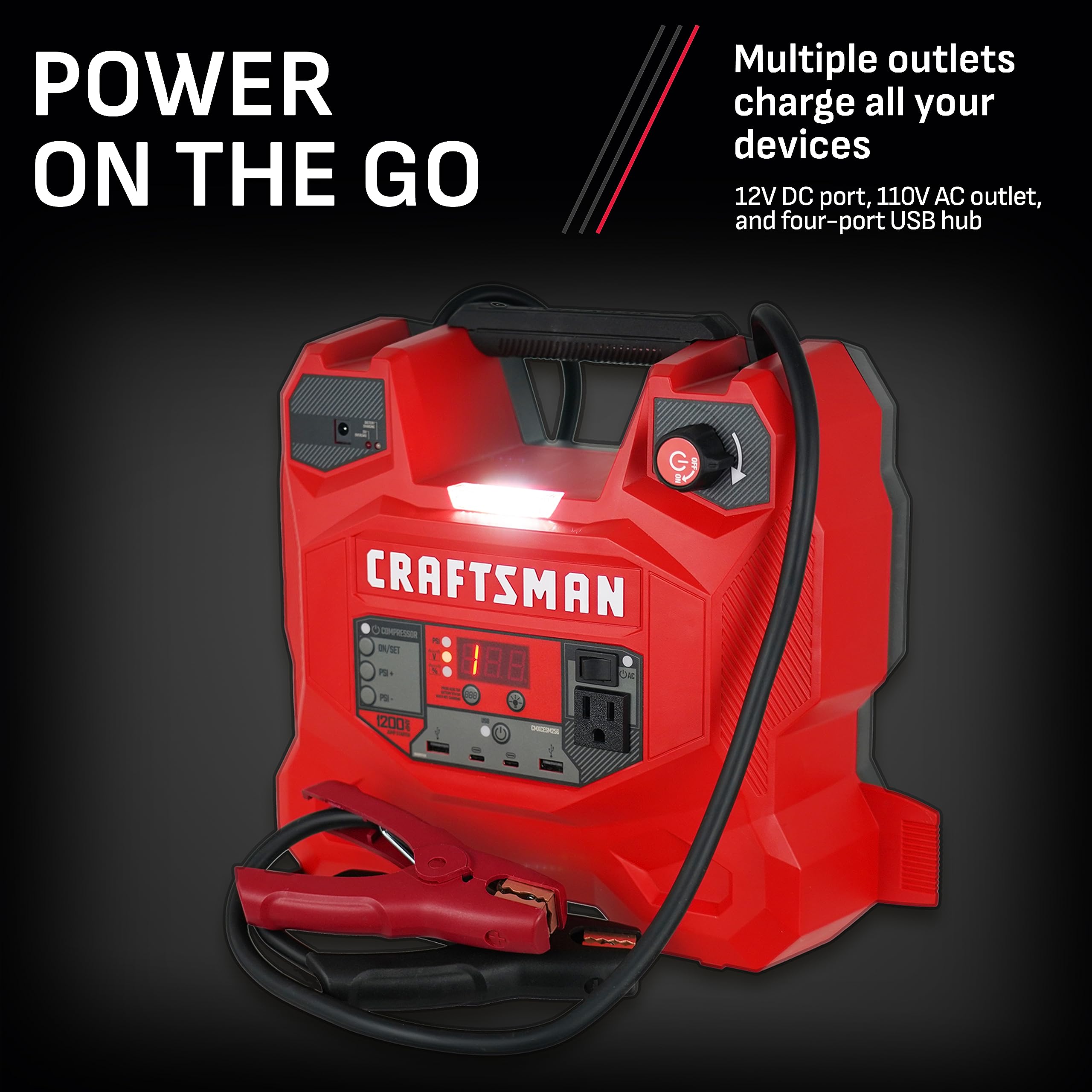 Snapklik.com : CRAFTSMAN CMXCESM256 1200 Peak Amp Jump Starter And ...