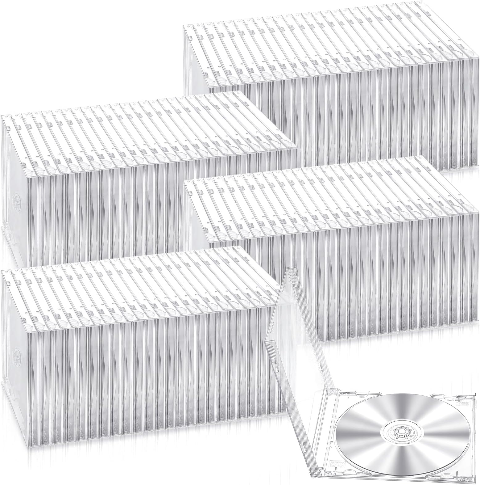 Amazon.com: Kanayu 200 Pcs Standard Plastic CD DVD Cases Clear CD Case ...