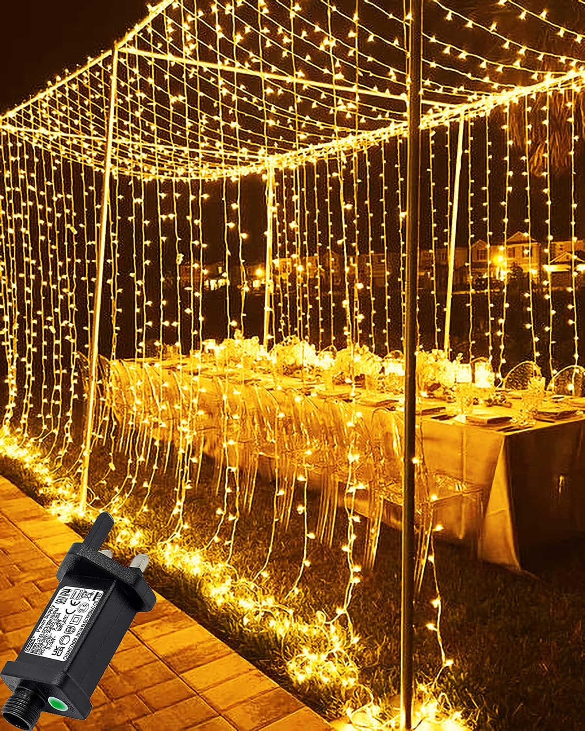 Yomistar Curtain Lights 6m x 3m 600 LED Curtain Fairy Lights Plug in, 8 ...