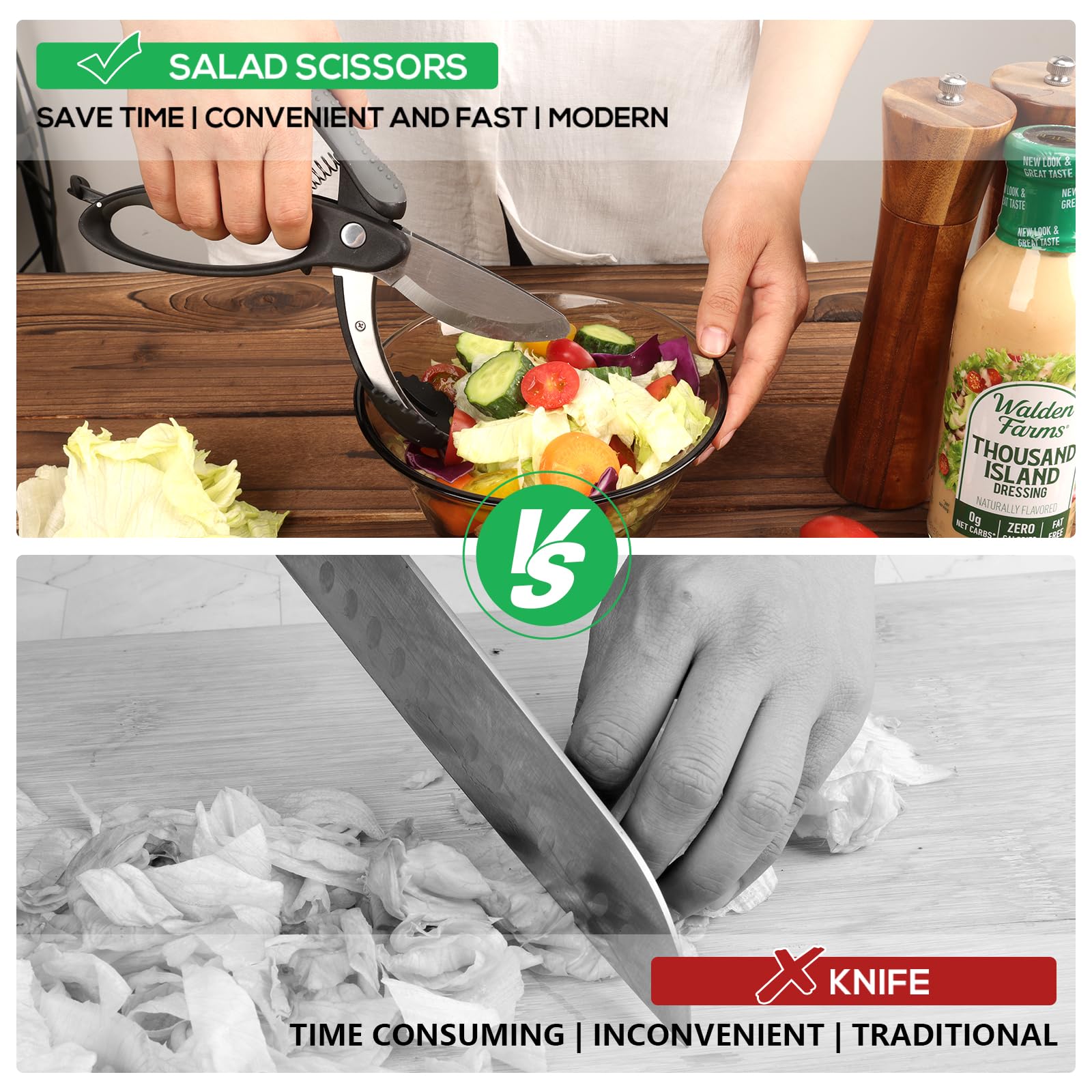 Snapklik.com : Salad Scissors For Chopped Salad, Stainless Steel Double ...