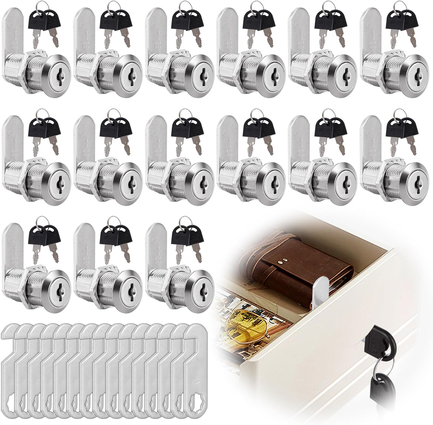 APACALI 16PCS Cam Lock 30mm, Cabinet Locks with Keys, Locker Locks with ...