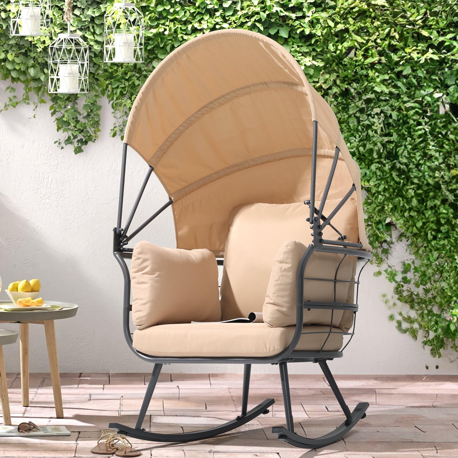 Amazon.com: Patiorama Rocking Chair Outdoor, Oversized Patio Rocking ...