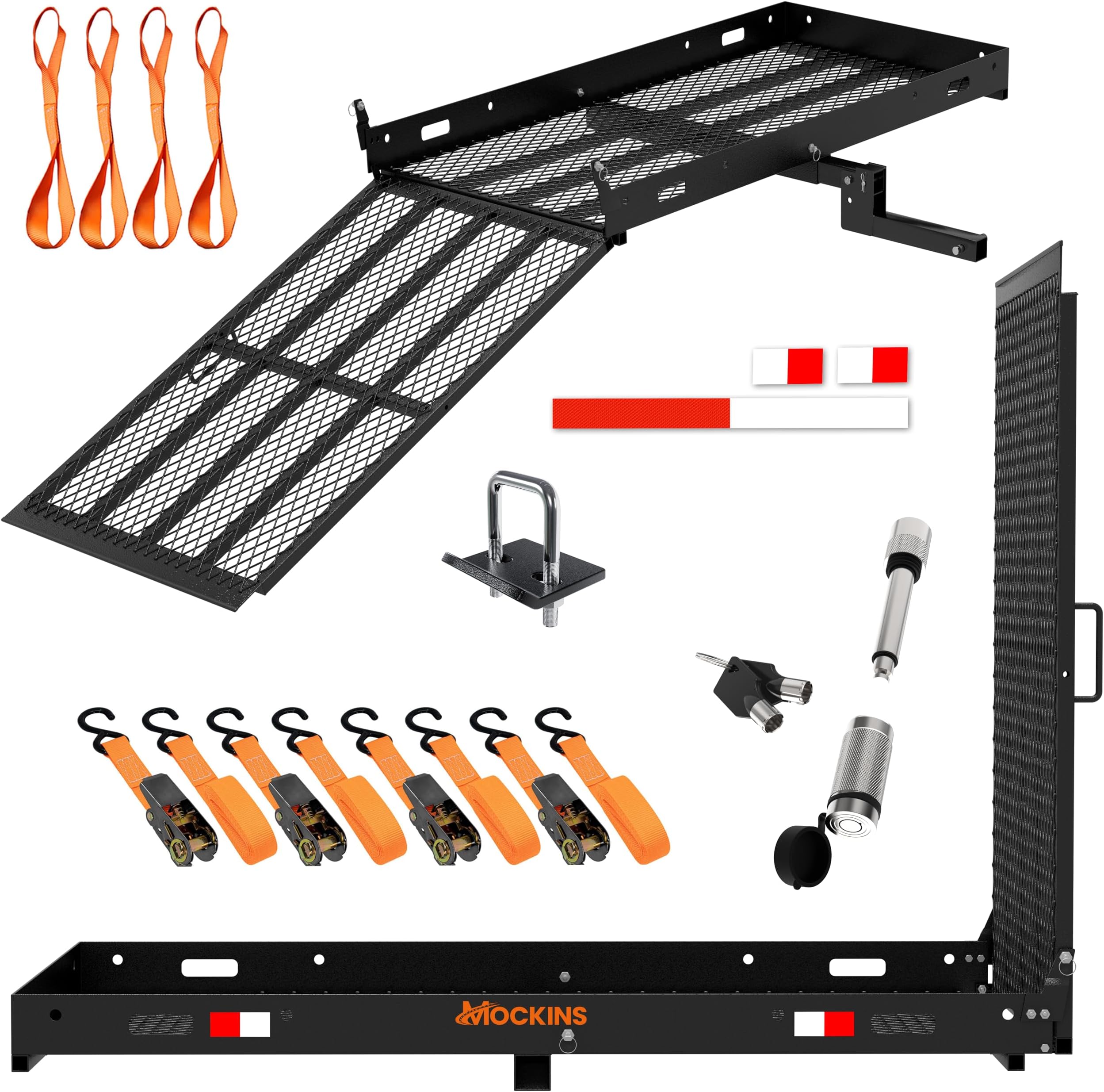 Amazon.com: Mockins XL 60"x30"x5" Folding Hitch Cargo Carrier with Ramp ...