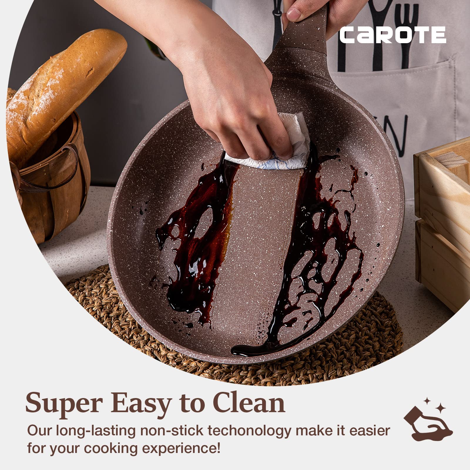 Carote Granite Nonstick Cookware Sets, 10 Pcs Pots and Pans Set ...