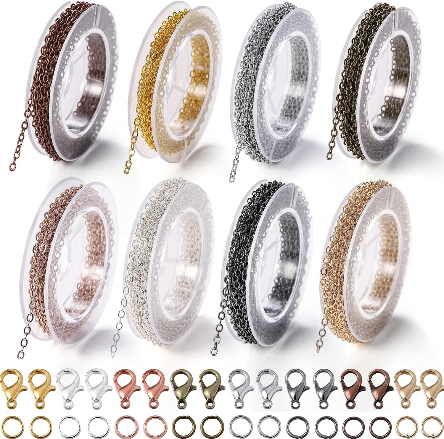 Amazon.com: 16 Rolls 160 Feet Necklace Chains Roll for Jewelry Making ...