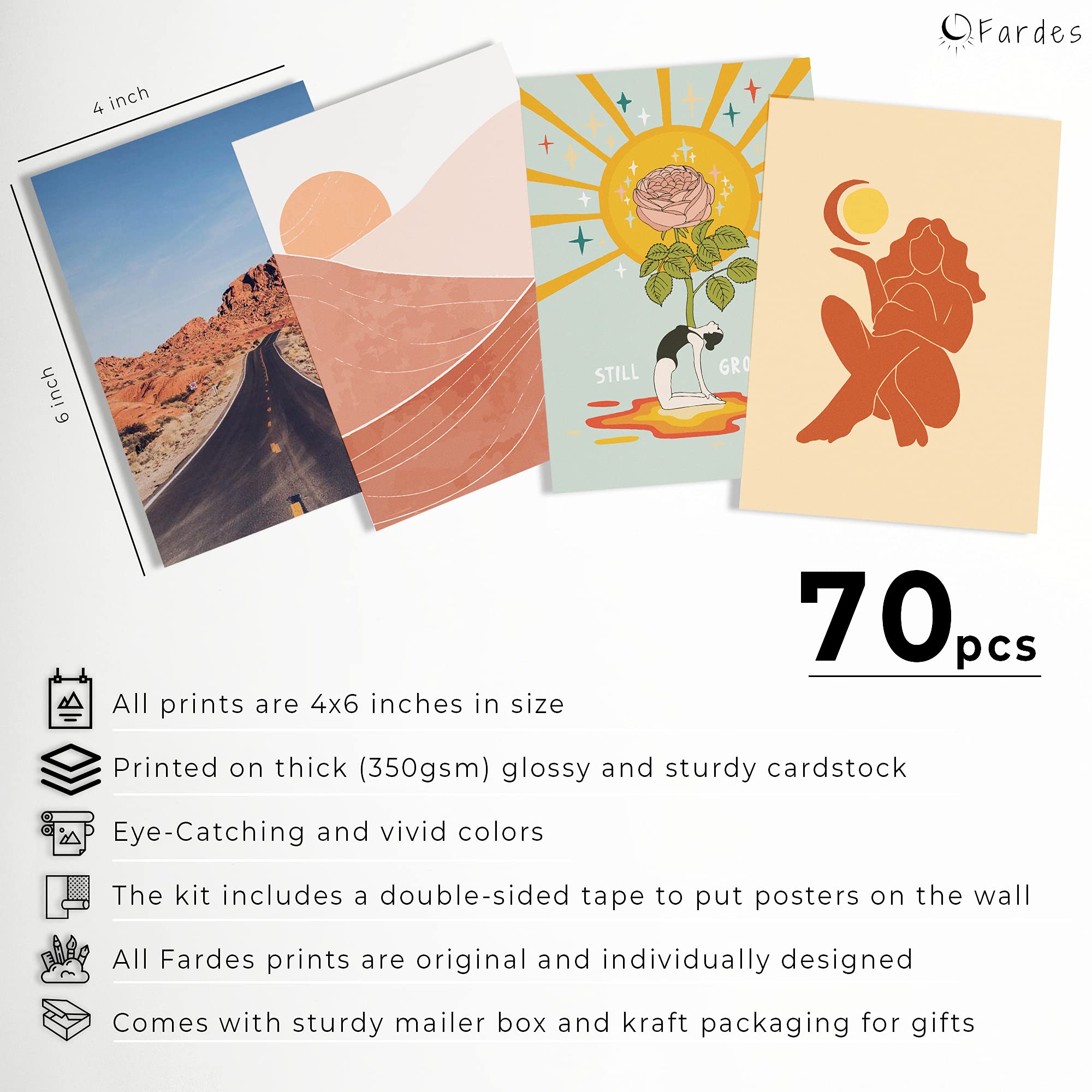 Buy Boho Bedroom Decor, Boho Wall Collage Kit Aesthetic Pictures, 70pcs ...