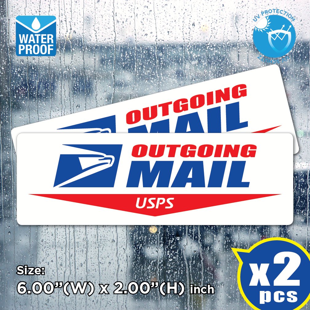 Buy AllWeather (Pack of 2) Outgoing Mail Sign Post Office Logo Decal ...