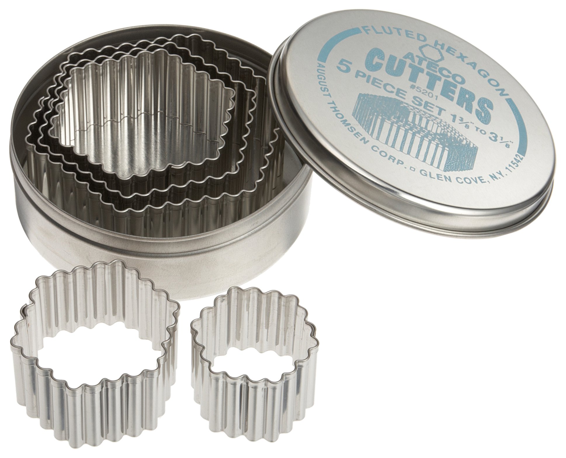 Snapklik.com : Ateco Fluted Edge Hexagon Cutters In Graduated Sizes