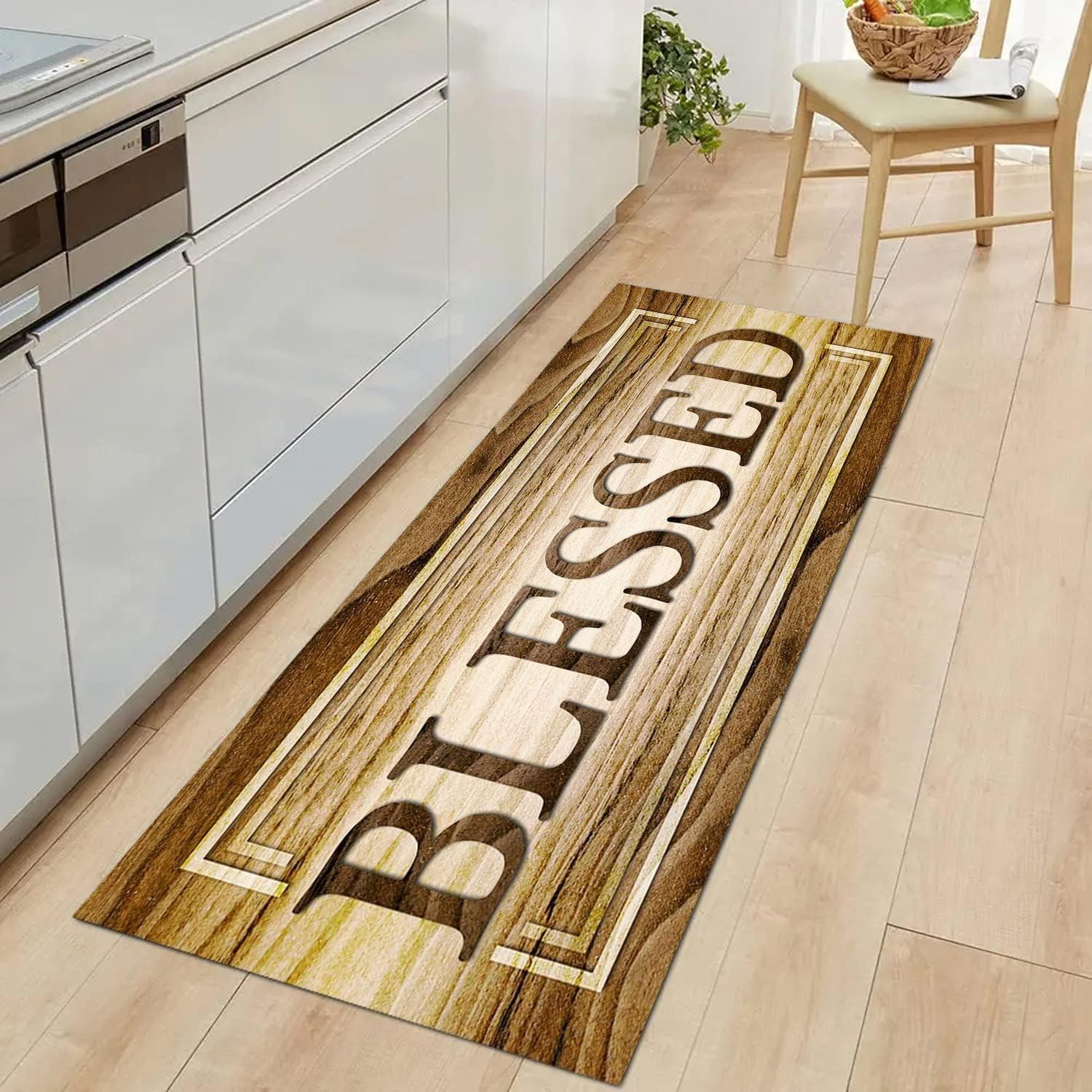 Amazon.com: JUST BREATHE Rustic Wood Runner Rug Blessed Signs Rug for ...