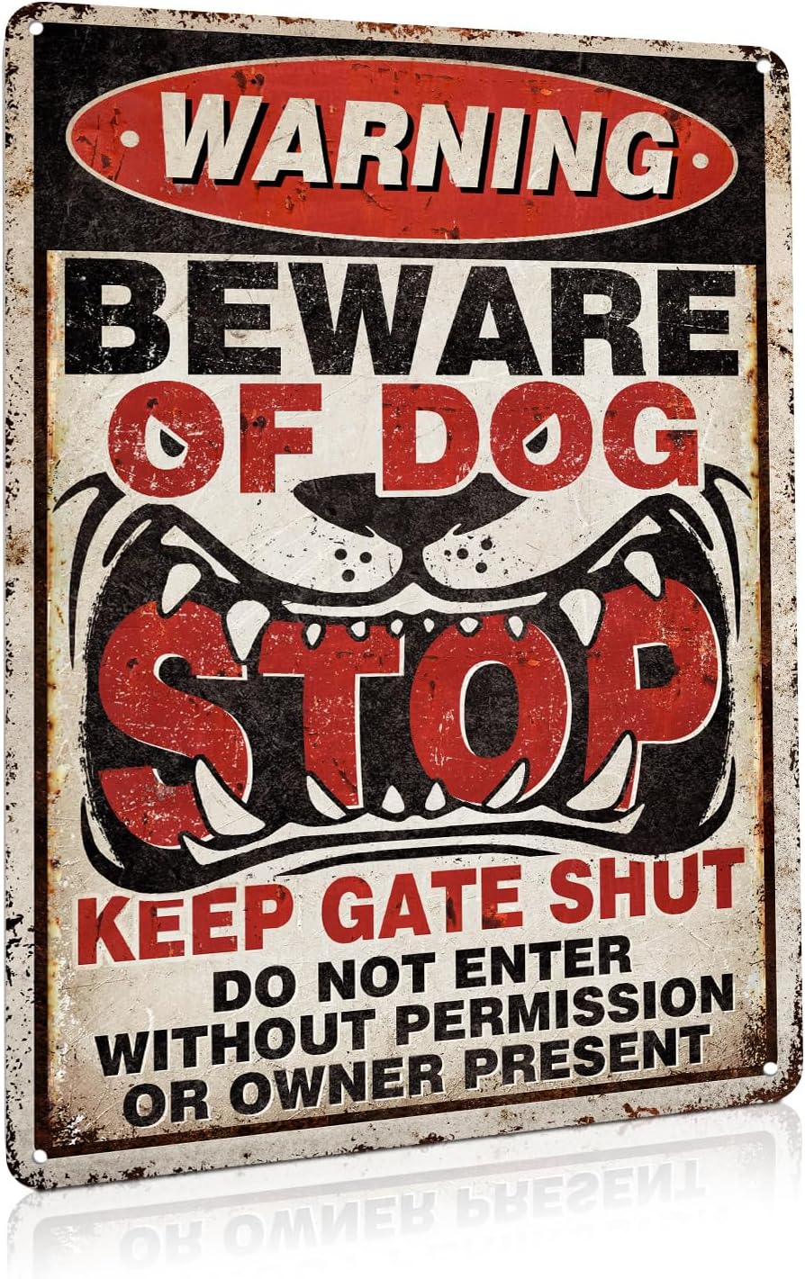 Amazon.com : Beware Of Dog Signs - Dog Warning Signs For Fence Door ...