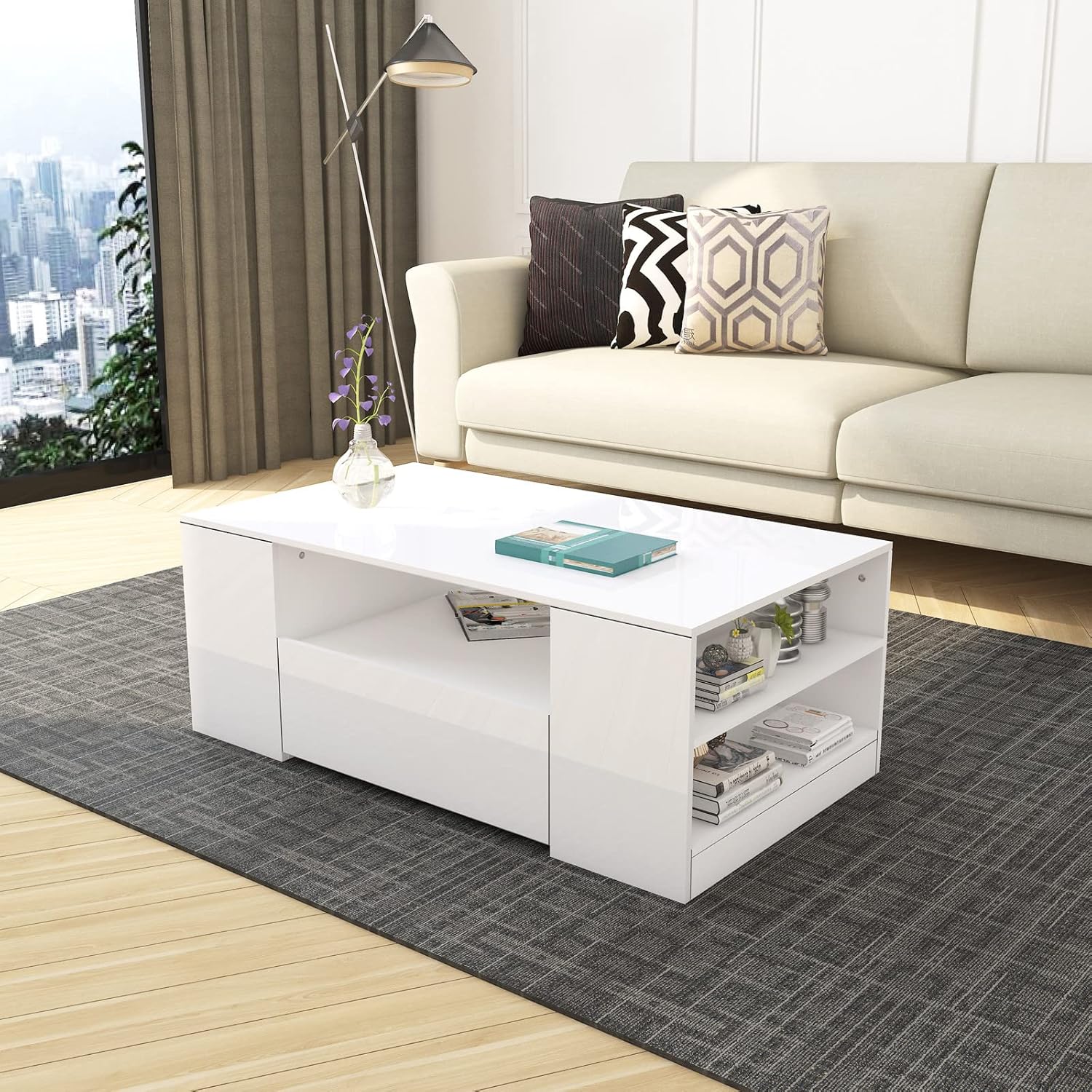 Couchtisch, Moderner Couchtisch, Wohnzimmertisch mit 2 Schubladen ...