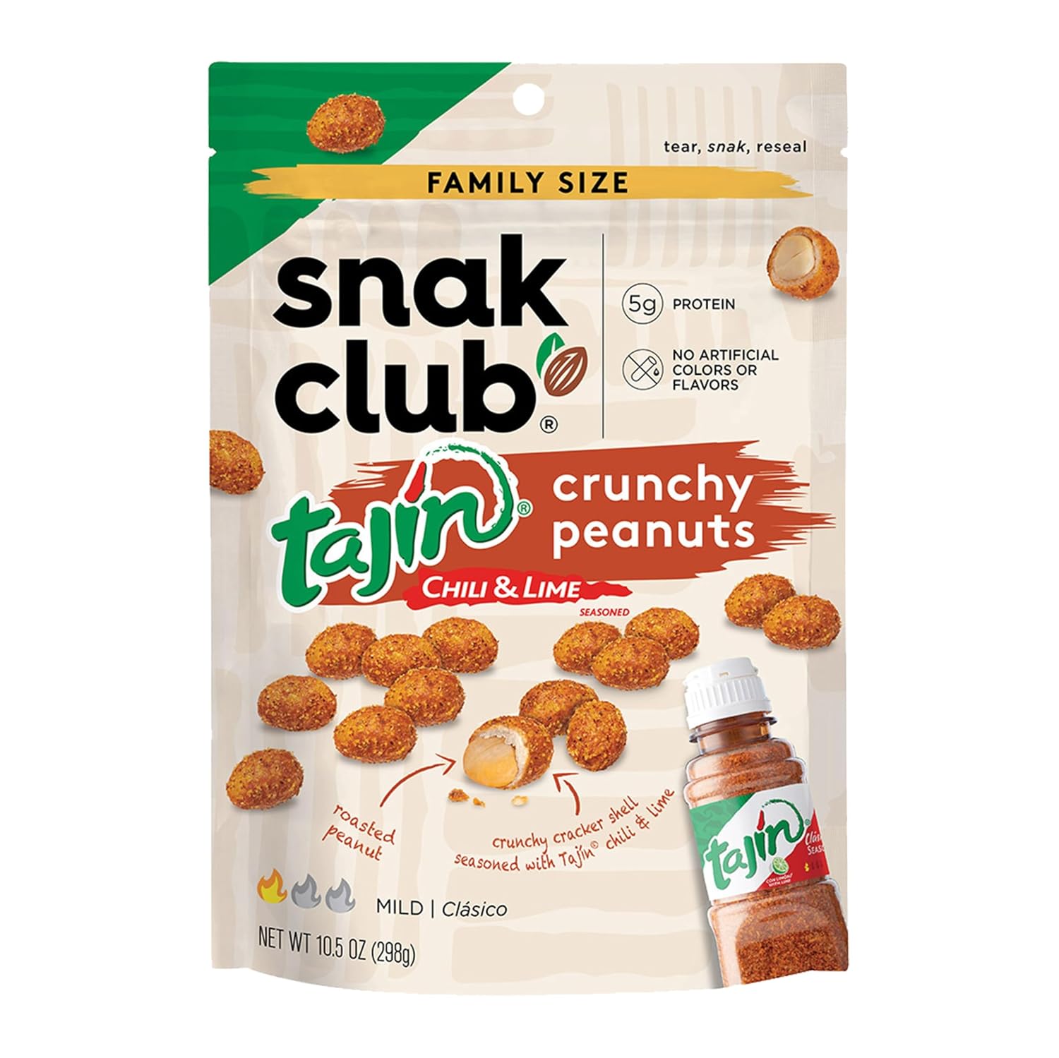 Amazon.com: Snak Club Tajin Crunchy Peanuts, Nuts with Chili and Lime ...