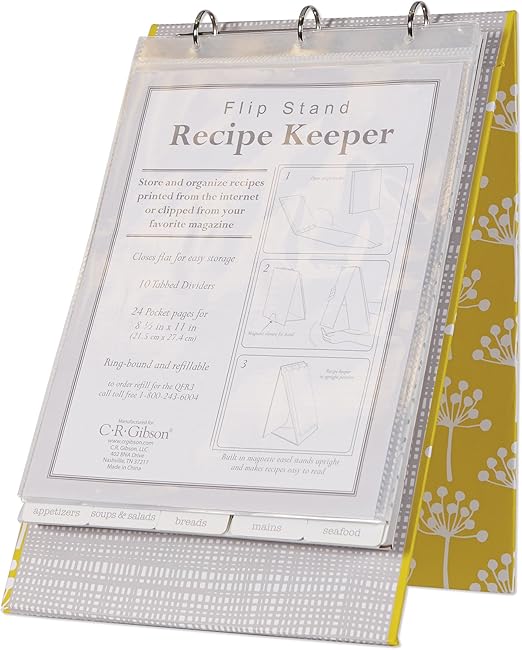 Amazon.com: C.R. Gibson Vertical Recipe Keeper Flip Stand by Lotta Jansdotter, Fresh: Home & Kitchen