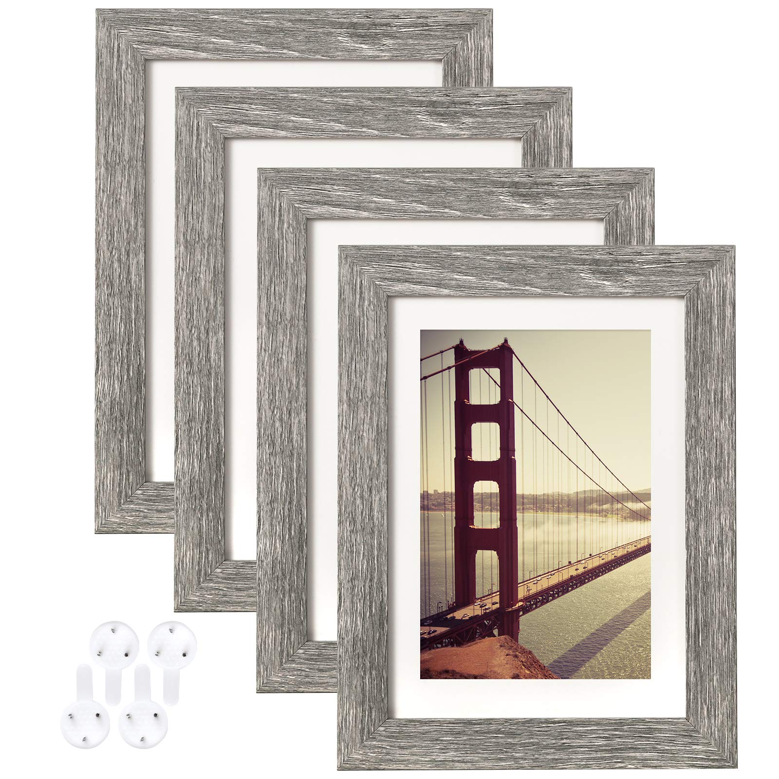 Snapklik.com : BAIJIALI 5x7 Picture Frame Rustic Grey Wood Pattern Set ...