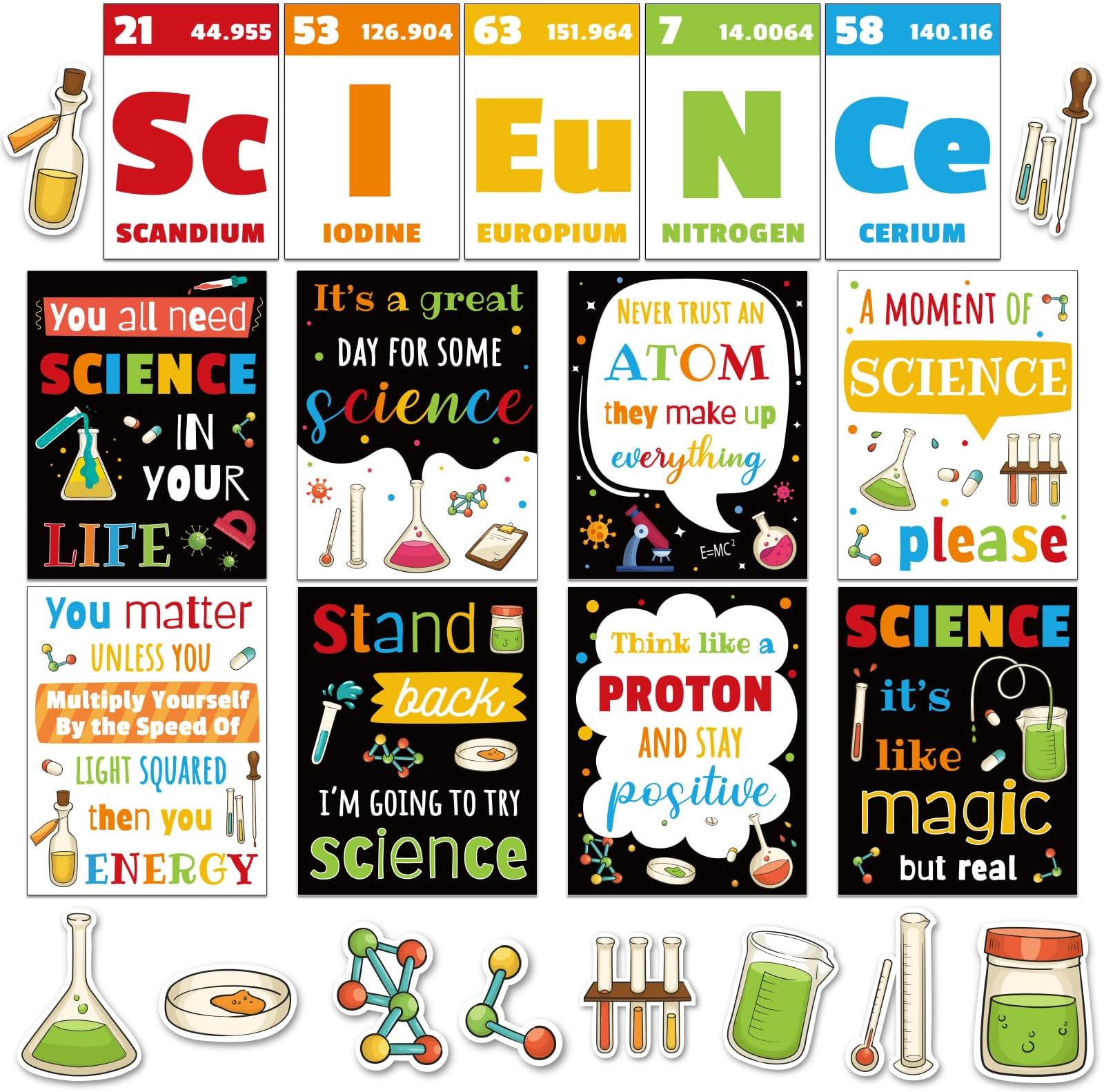 Amazon.com: 28 PCS Science Bulletin Board Set Science Classroom Posters ...