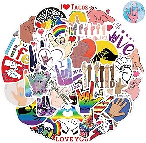 Amazon.com: 100Pcs ASL Waterproof PVC American Sign Language Sticker ...