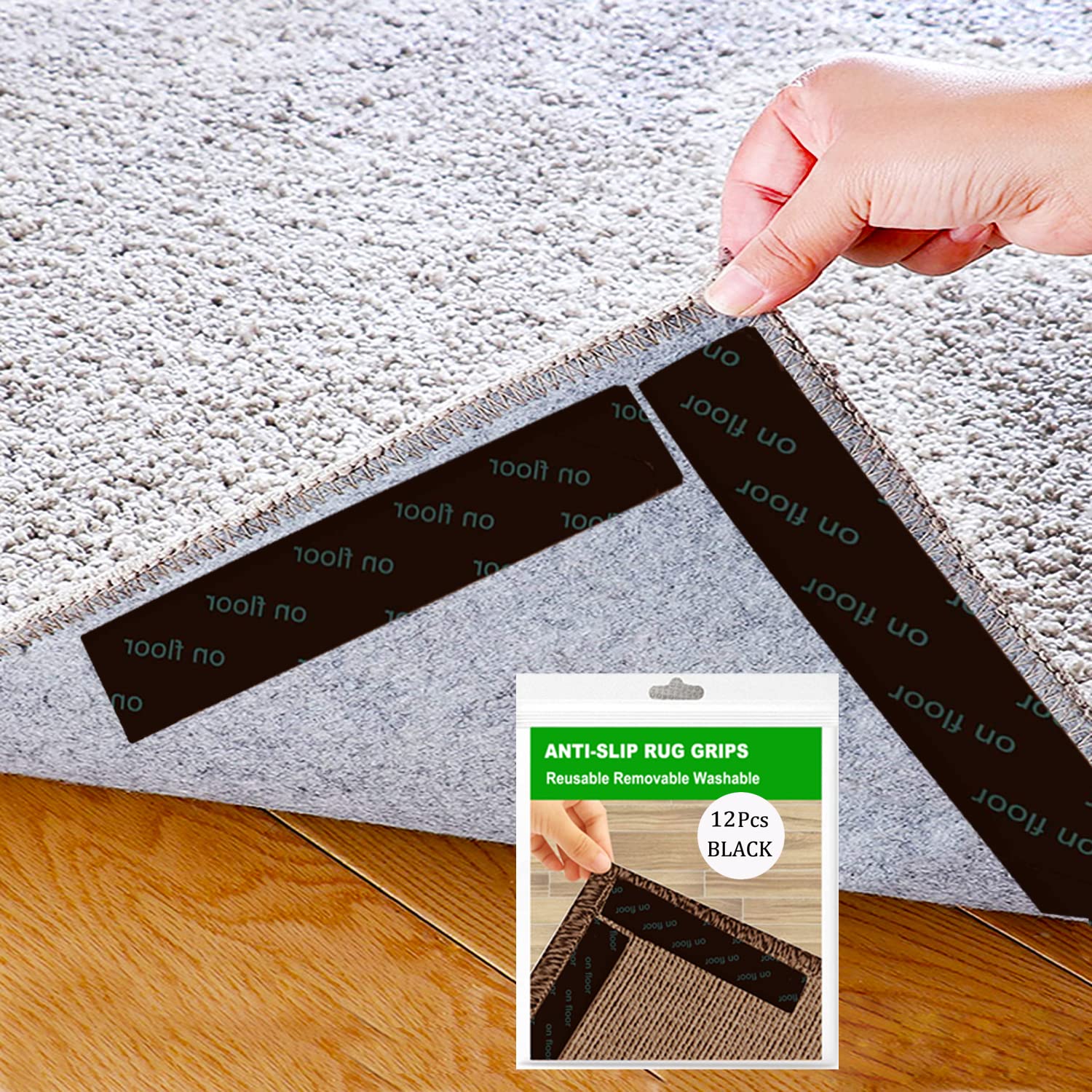 Amazon.com: Wpunwen Rug Tape 12 Pcs Carpet Gripper Carpet Tape for ...