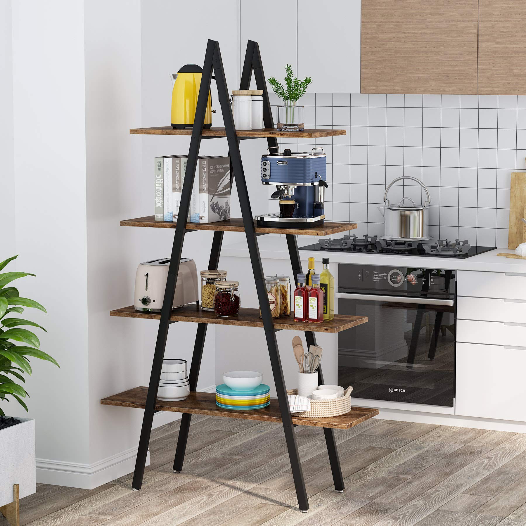 Bookcase Bookshelf Storage Rack Standing Shelf 4-Tier Industrial ...