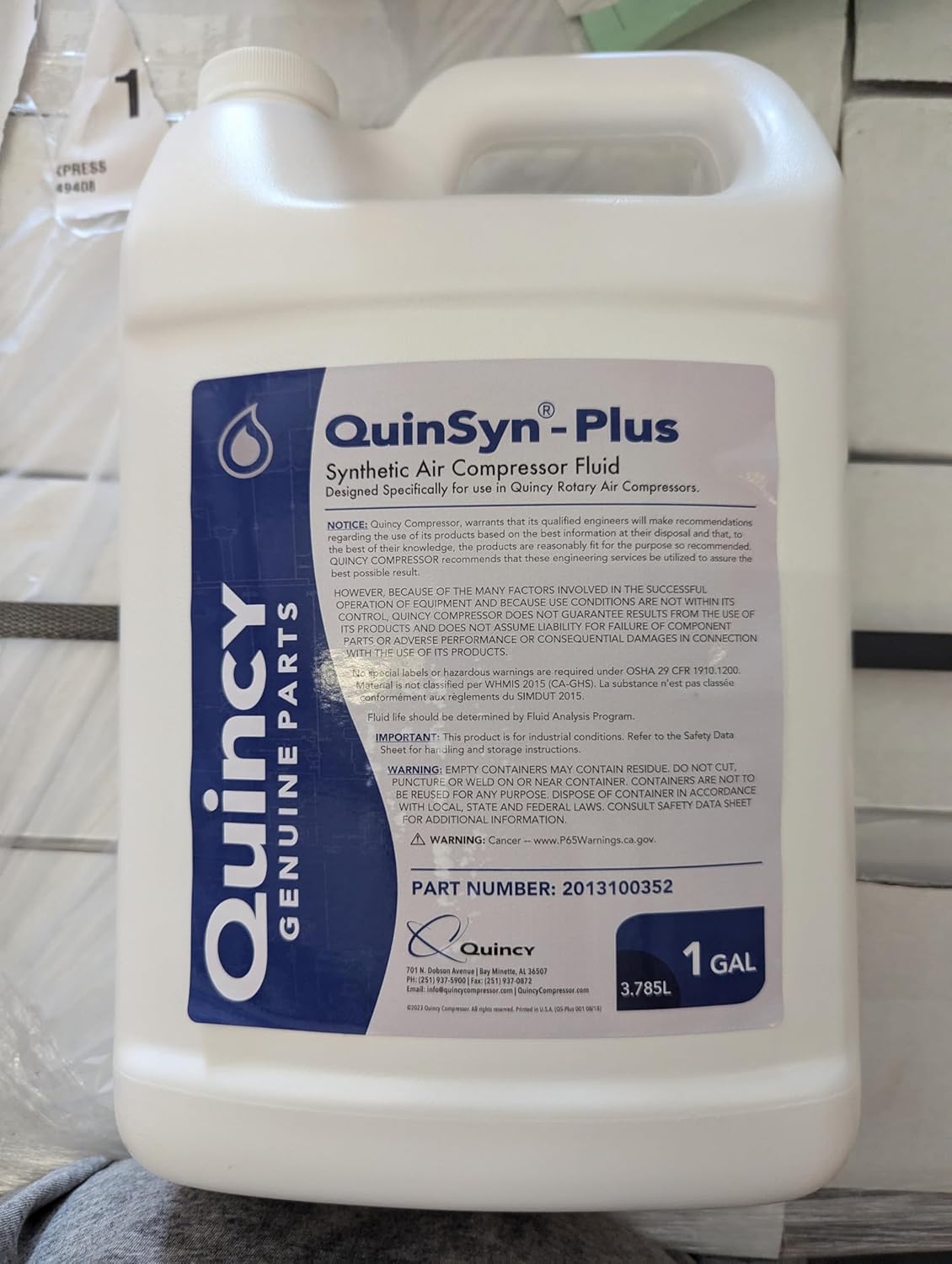 QuinSyn-Plus Synthetic Air Compressor Fluid, 1 Gallon : Amazon.ca ...