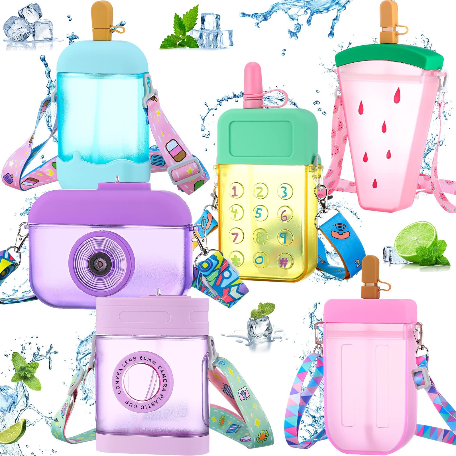 Amazon.com: Gejoy 6 Pcs Cute Water Bottles for Girls Plastic Water ...
