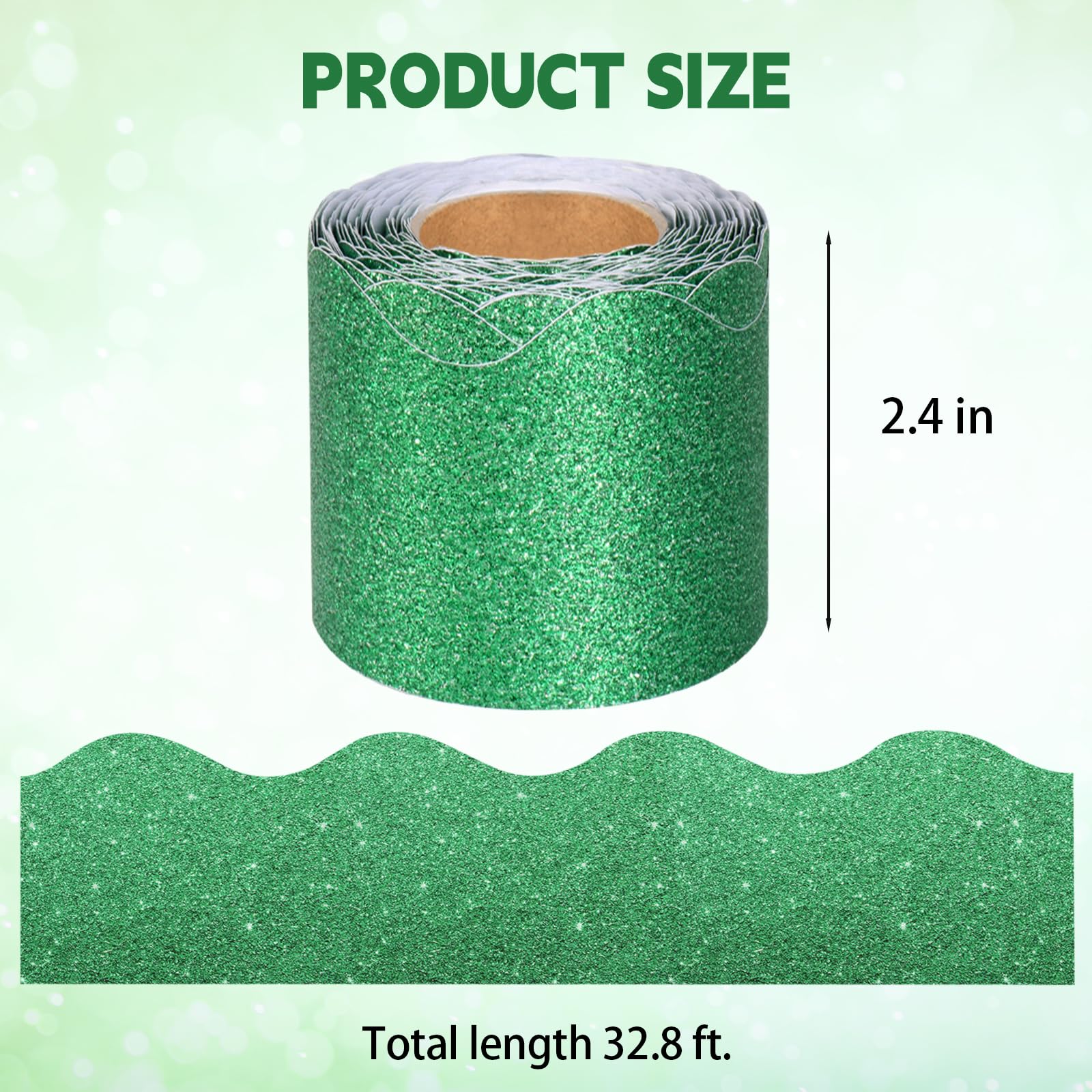 Snapklik.com : Green Glitter Scalloped Bulletin Board Border Trim, 32.8 ...
