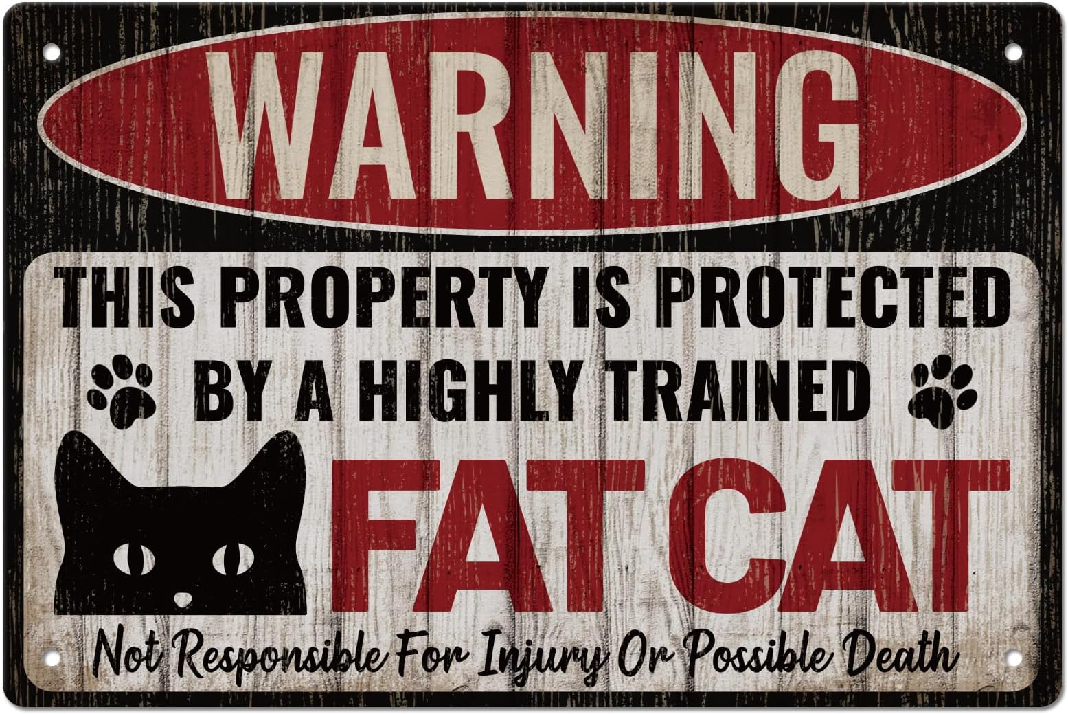 GLOBLELAND Vintage Cat Metal Sign Funny Fat Cat Sign Warning Metal Sign ...