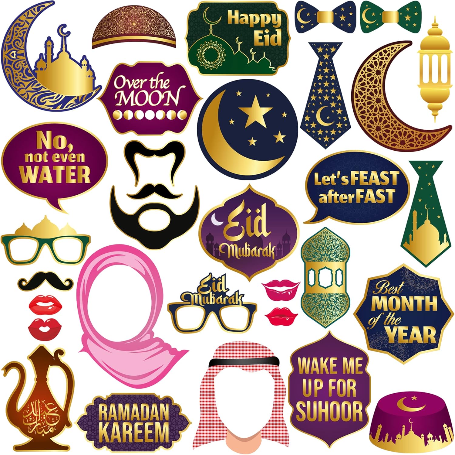 Amazon.com: KatchOn Ramadan & Eid Photo Booth Props - Pack of 32 ...