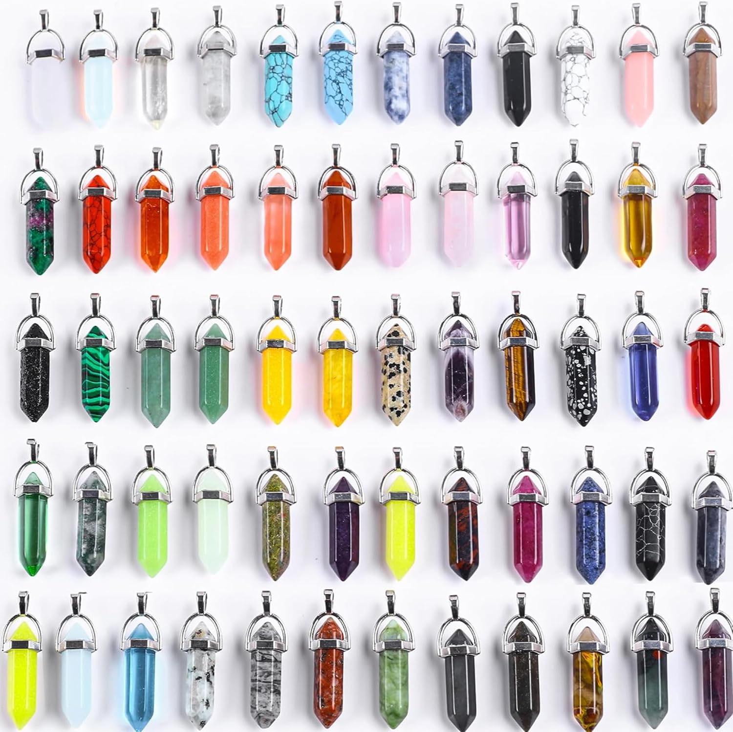 Amazon.com: FORBY 60Pcs Hexagonal Chakra Crystal Pendant Bulk Healing ...