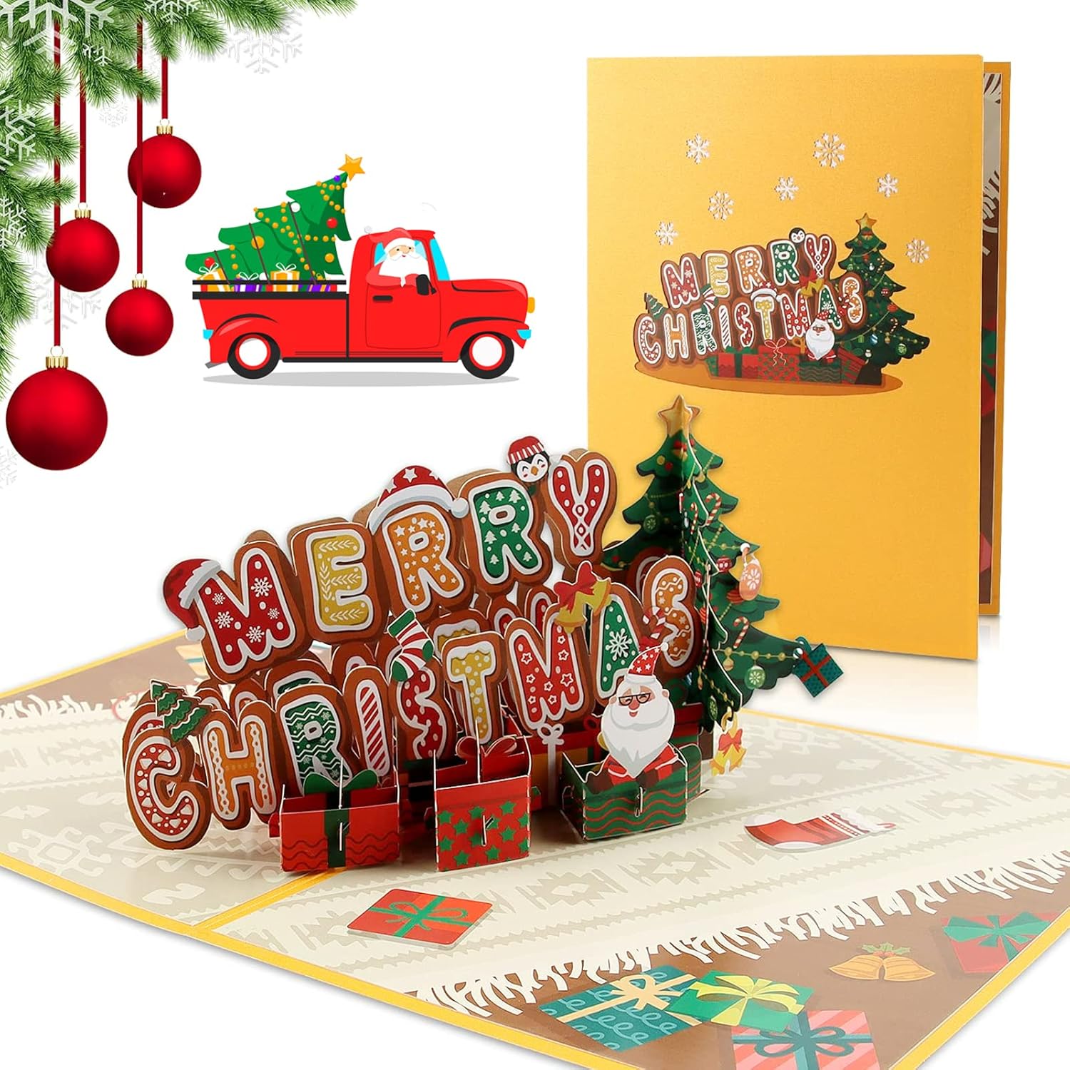 Acuiwer 3D Biglietti Natale Pop Up Biglietto di Auguri con Busta Giallo ...