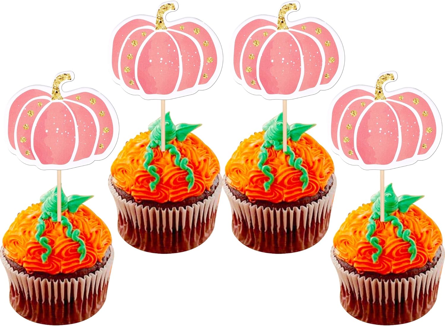 Amazon.com: 30 Pack Pumpkin Cupcake Toppers Fall Harvest Cupcake Picks ...