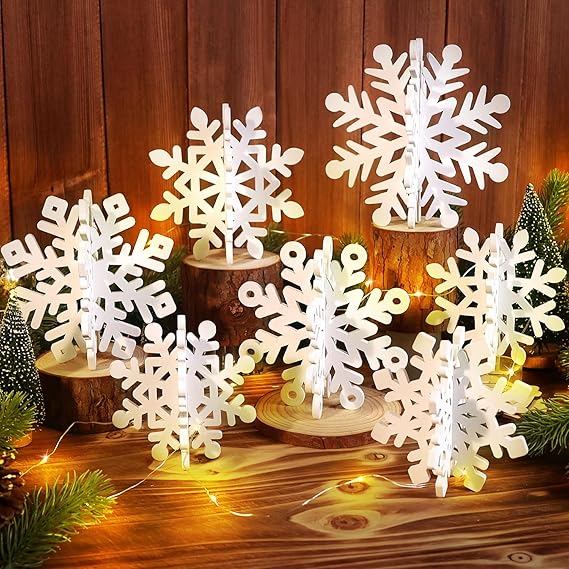 Amazon.com: 15 PCS White Snowflake Table Centerpieces, 7 Set 3D Wooden ...
