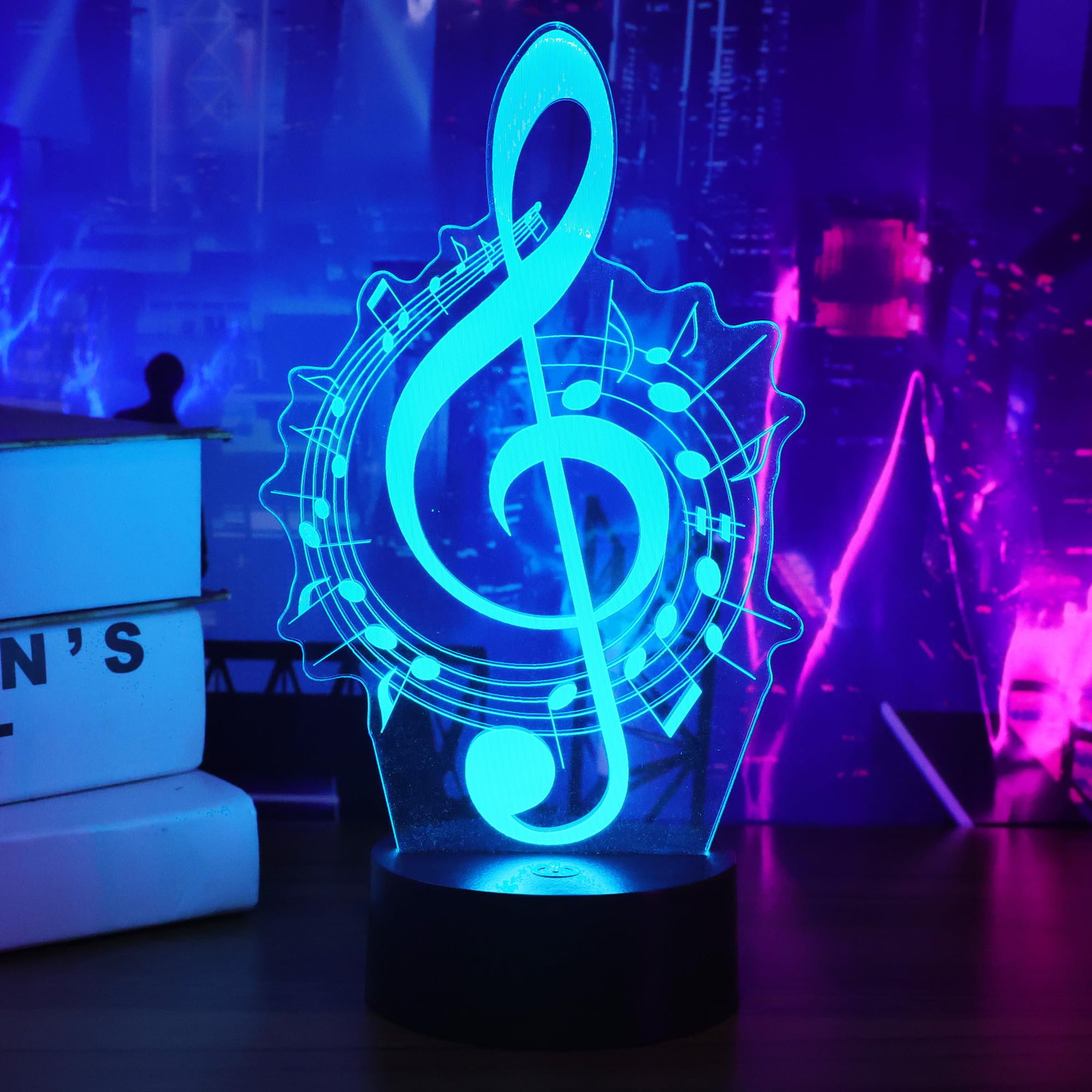 OkiyiD Music Note Gifts for Girls, 3D Illusion Lamp, 3D Music Night ...