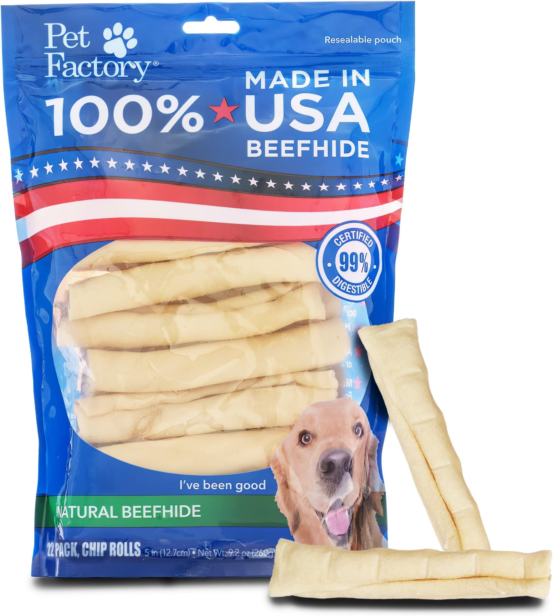 Amazon.com : PET FACTORY 100% Made in USA Beefhide 12" Roll Dog Chew ...