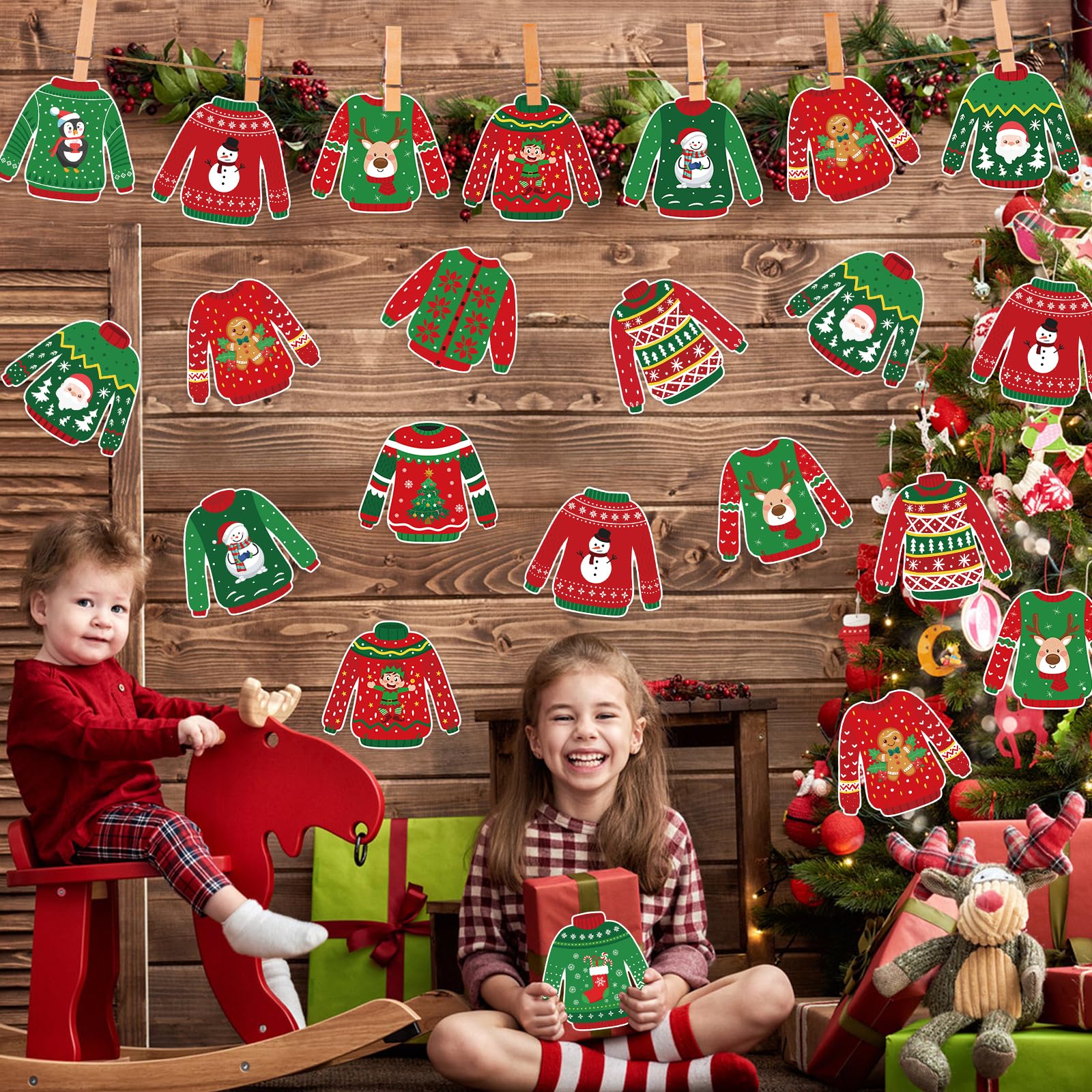 Ugly Christmas Sweater Ornaments 48Pcs Christmas Ugly Sweater Cutouts ...