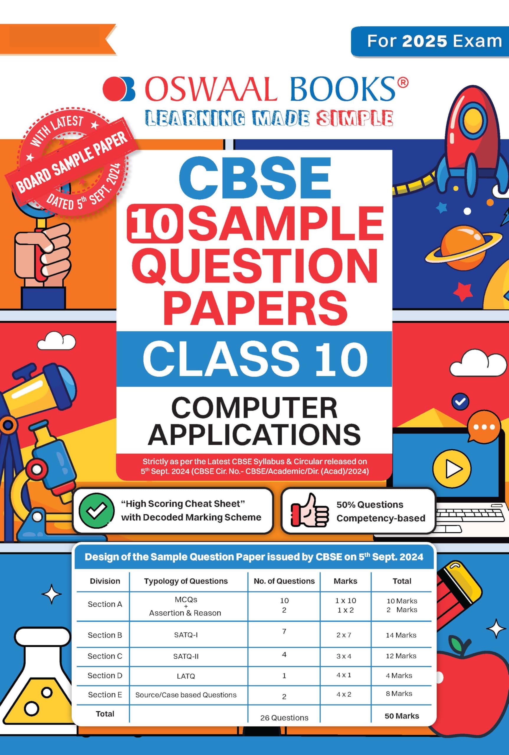 Oswaal CBSE Sample Question Papers Class 10 Computer Applications Book ...