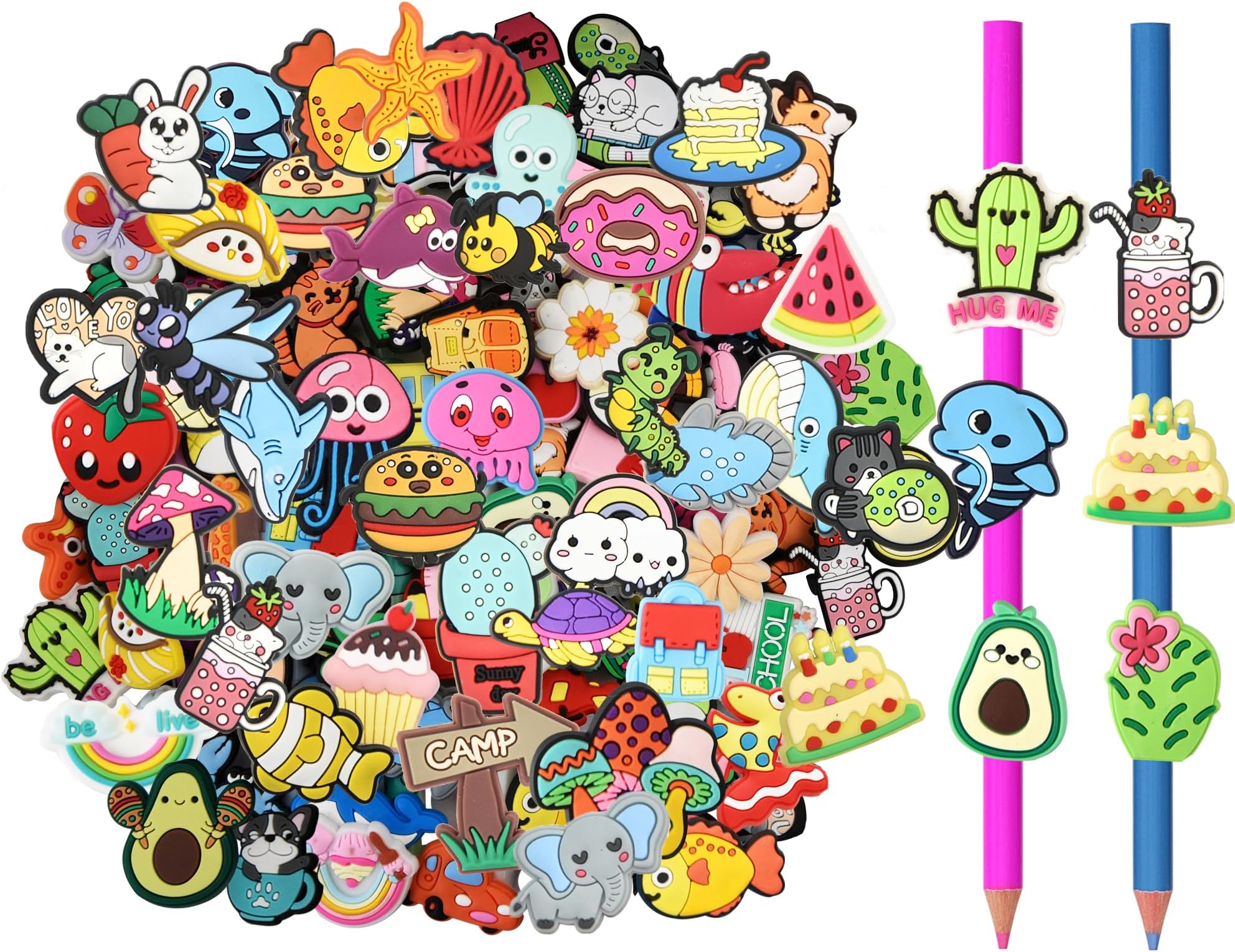 Amazon.com : 100pcs Pencil Toppers Decoration Random Cute Pencil Topper ...