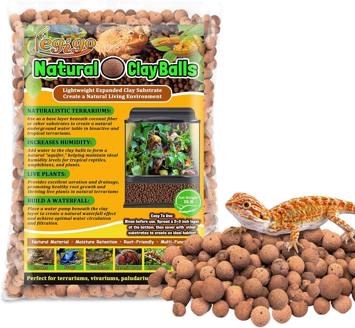 Amazon.com : Legigo 10LBS Leca Balls Terrarium Substrate for Reptiles ...