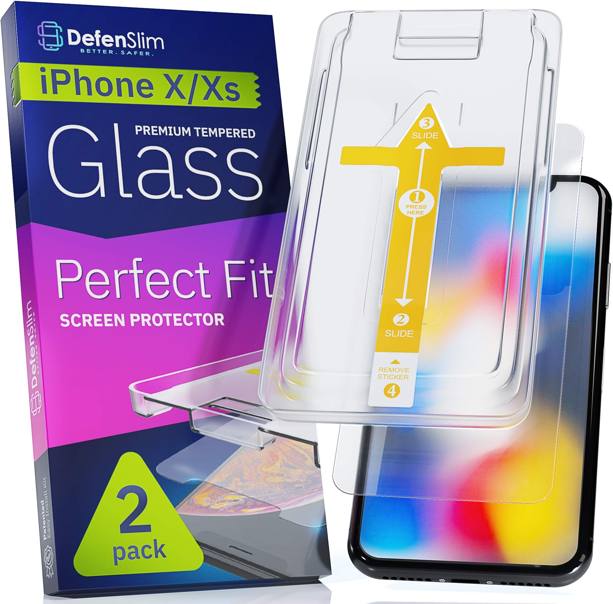 Amazon.com: amFilm (3-Pack iPhone XS/X Screen Protector, 0.26mm 9H ...