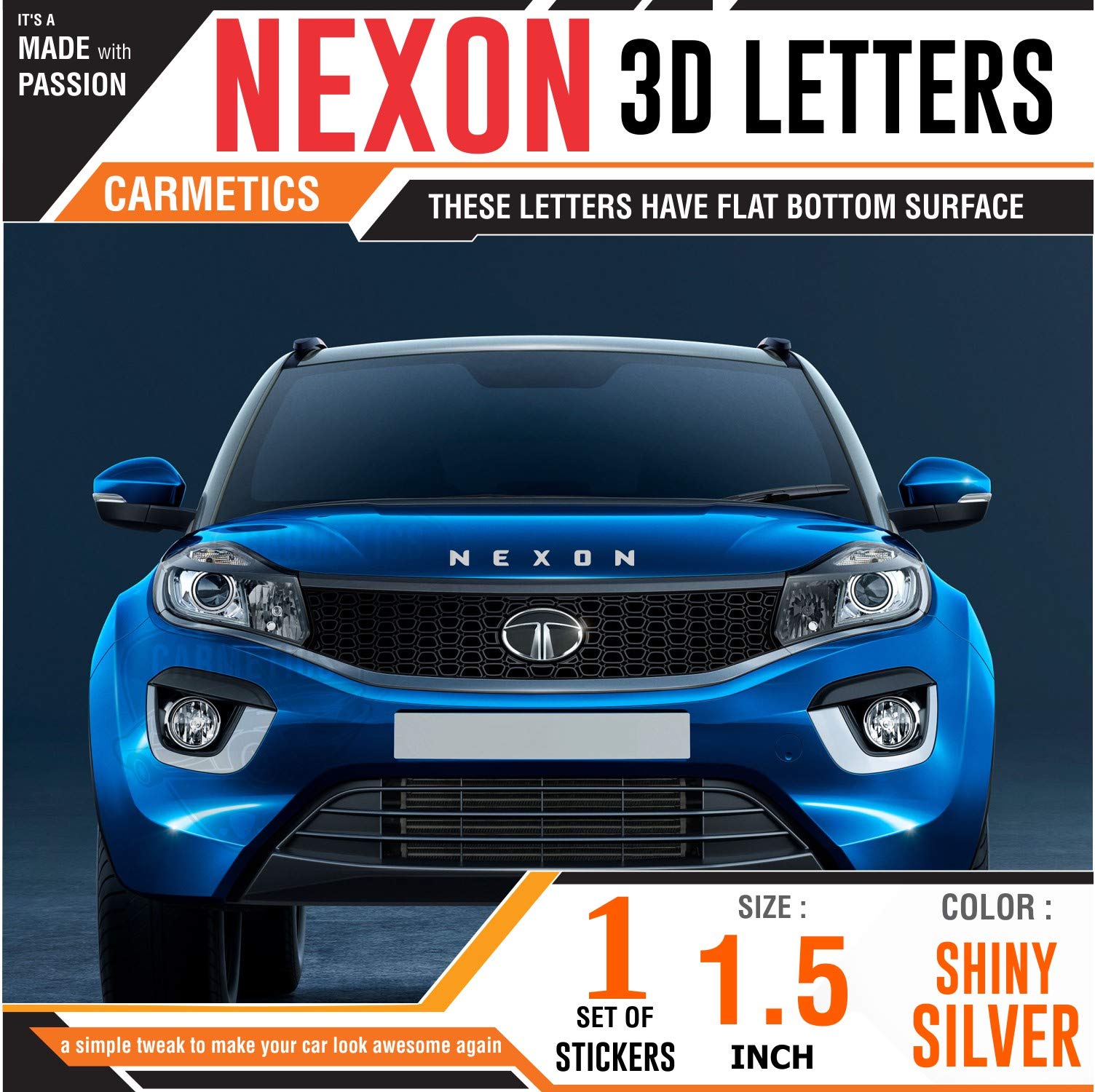 Buy CarMetics NEXON 3D Letters 3D Stickers 3D Logo 3D Emblem Exterior ...