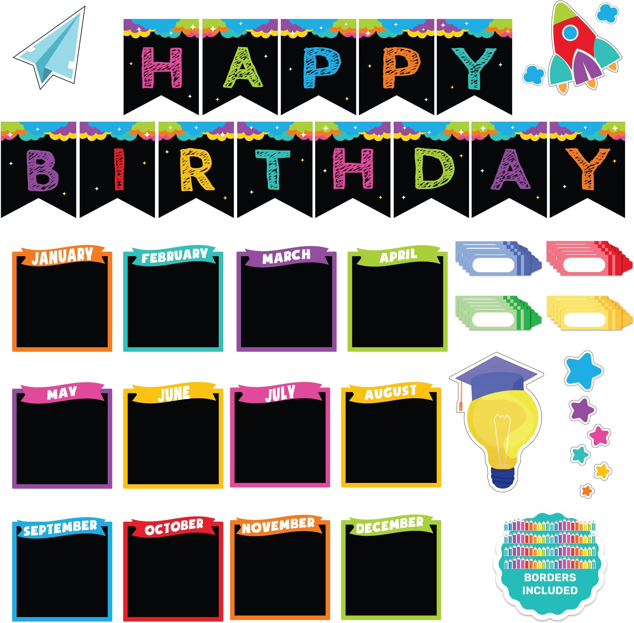 Amazon.com: 31Pcs Happy Birthday Bulletin Board Set Birthday Wall ...