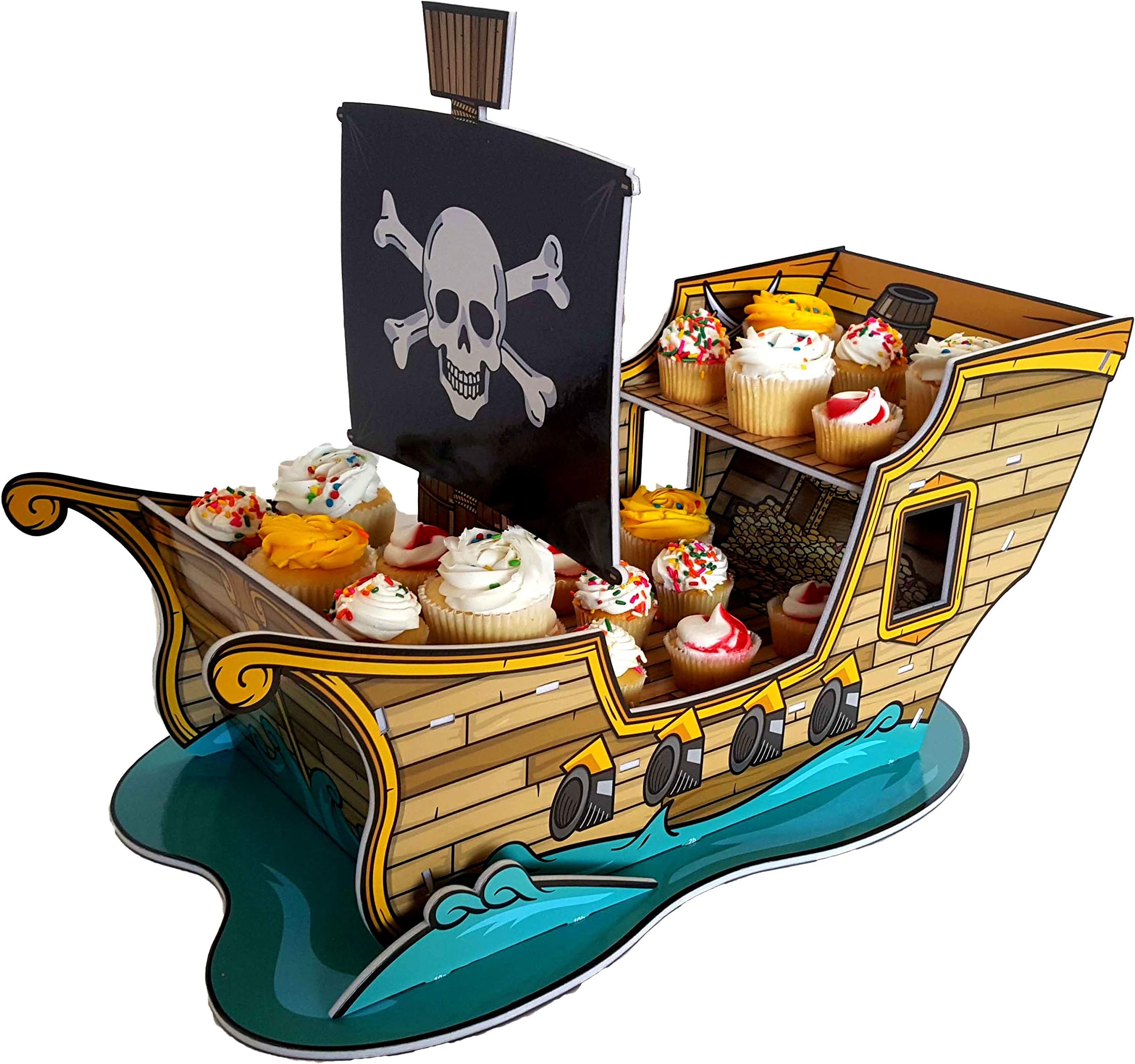 Amazon.com: Pirate Cupcake Stand 3-Tier Treasure Map Cupcake Tower for ...