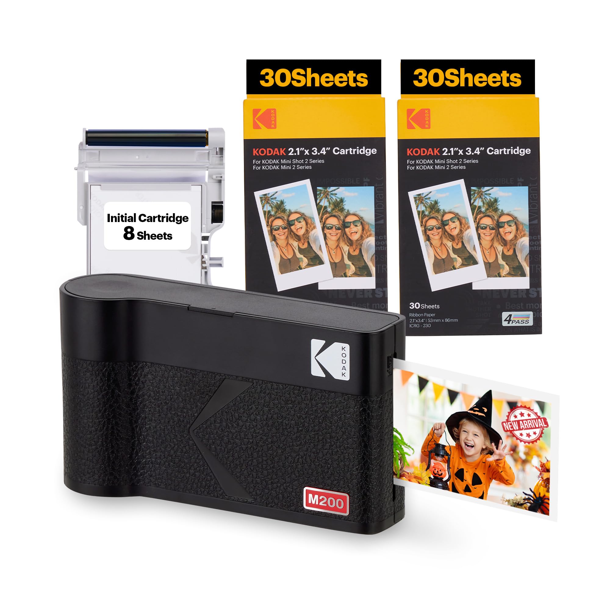 KODAK Mini 2 ERA 4PASS Portable Photo Printer, Initial 8 Sheets + 60 ...