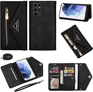 Amazon.com: Furiet Wallet Case for Samsung Galaxy S22 Ultra 5G Leather Flip Zipper Purse Handbag ...