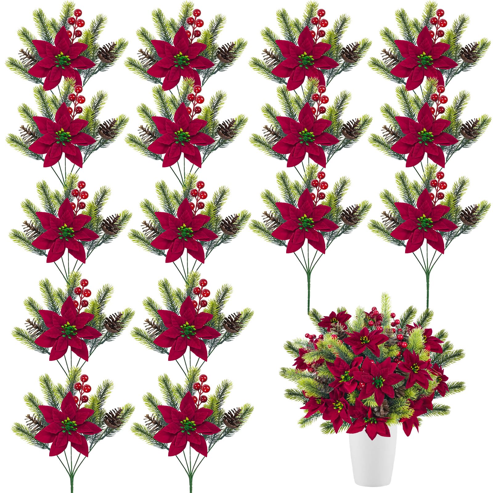 Amazon.com: Uieke 16PCS Artificial Christmas Picks Pine Branches with ...